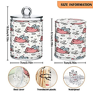 xigua 2 Pack Qtip Holder Dispenser Pink Fly Pig 10 Oz Bathroom Organizer with Lids Storage Canister for Cotton Ball,Cotton Swab,Cotton Round Pads,Floss#158