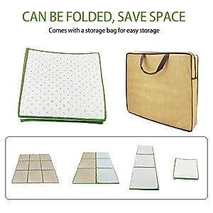 SHJADE Large Tatami Mat, 71'' x 71'' Futon Mattress, Foldable Rattan Floor Mats, Crawling Mats Living Room Bedroom Area Rug with Storage Bag(Green)