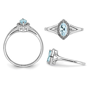 Gem And Harmony 1/5 Carat (ctw) Marquise-Cut Aquamarine Ring in Sterling Silver