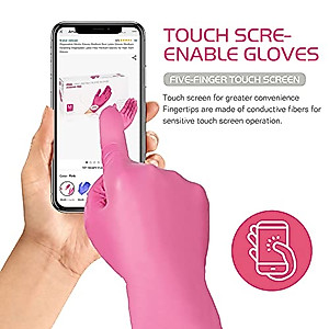 ranrose Disposable Nitrile Gloves Pink Medium,100PCS Pink Non Latex Gloves Medium Cleaning Disposable Latex Free Medium Gloves for Nail Tech Gloves (Pink-M)
