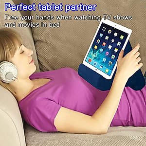 SAMHOUSING Tablet Pillow Stand - Tablet Holder Dock for Bed with Multi-Viewing Angles, Compatible with iPad Pro 9.7, 10.5,12.9 Air Mini 4 3, Kindle, Galaxy Tab, E-Reader (Blue)