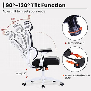 Razzor Office Chair Ergonomic Computer Desk Chair Upgrade Adjustable Lumbar Support, Breathable Mesh Gaming Chair with 3D Arms and Headrest Swivel High Back Executive Chairs