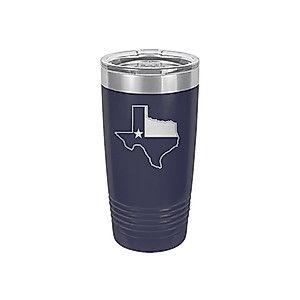 Rogue River Tactical Funny Texas Flag 20 Oz. Stainless Steel Travel Tumbler Mug Cup w/Lid Vacuum Insulated Hot or Cold (Blue)