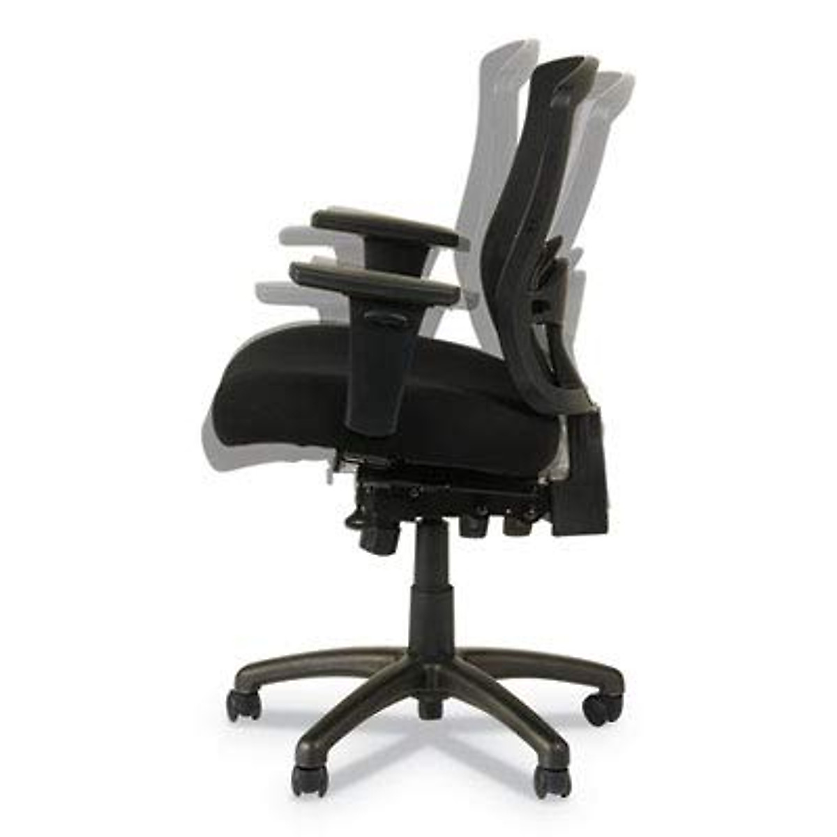 Alera ALEET4017 Etros Series 17.16 in. to 20.86 in. Seat Height Mesh Mid-Back Petite Multifunction Chair - Black