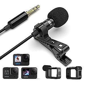 AGD Professional External TRS 3.5 Lavalier Lapel Microphone Clip-on Lav Mini Mic Compatible with Rode Wireless Transmitter Go GoPro MediaMod Zoom Tascam Audio Recorder DSLR Canon Nikon Sony YouTube