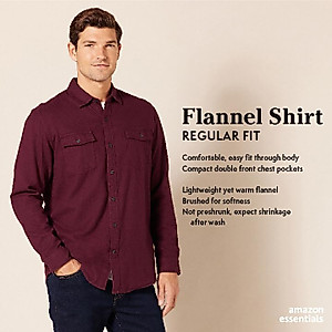 Amazon Essentials Men's Long-Sleeve Flannel Shirt, Regular-Fit, Two Pockets, Light Grey Heather, X-Large