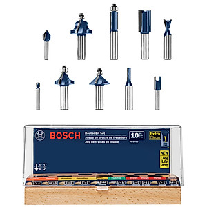 Bosch MRC23EVSK Combination Router - 15 Amp 2.3 Horsepower Corded Variable Speed Combination Plunge & Fixed-Base Router Kit with Hard Case & RBS010 10pc. All-Purpose Router Bit Set