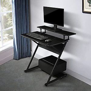 MoNiBloom Computer Desk for Small Standing Portable Laptop Workstation 3 Tier Compact Study Sofa Side Bed Table, Z-Shape Space Saving Desk, Black