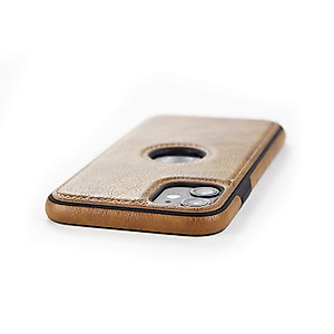 TOPSEM Retro Leather Case for iPhone 11 Anti-Knock Back Cover Soft TPU Business Shell Phone Case (Brown, for iPhone 11)
