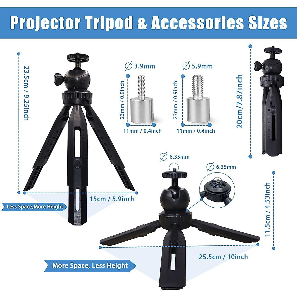 2-Be-Best Mini Projector Stand, Mini Projector Tripod Mount Compatible with DR.J, DBPOWER, Anker, PVO, Artlii, LoongSon, AuKing, ClokoWe, VOPLLS and Most Mini Projectors (Black, Upgraded)