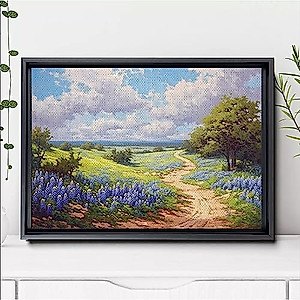 Enchanting Texas, Native Texas Hill Country Bluebonnet Landscape - Fine Art Print Mounted in a White Mat Board