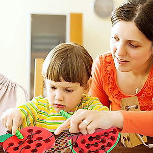 Lacing Toy for Toddlers, Fine Motor Skill Toys for 3 Year Old, Educational Learning Montessori Activity for Baby Kids, Car Plane Travel Games, Wooden Threading Toys 1 Apple,1 Watermelon, 1 Cheese.