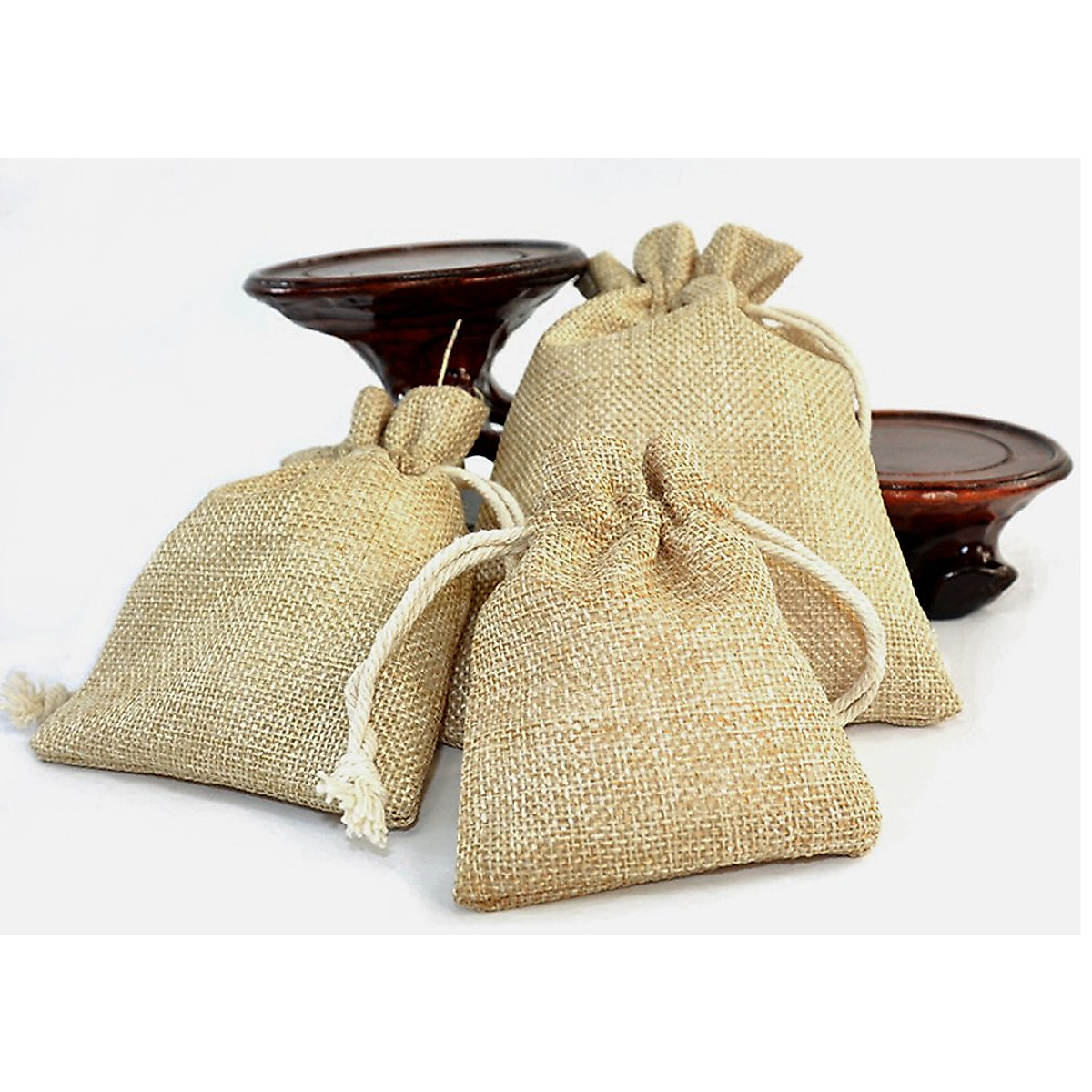 Amariver Natural Burlap Bags with Drawstring, Reusable Linen Pouches, Perfect for Jewelry Pouch, Wedding Birthday Parties Favor, Gift/Candy Bags, Set of 24