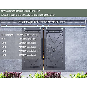 DIYHD 12FT Galvanized Steel Exterior Double Sliding Barn Door Hardware,Heavy Duty Wall Mount Box Track Kit for Outdoor Use,MAX Load 300lbs,Kit to Hang 2 Doors(Fit 36" X 2 Door)