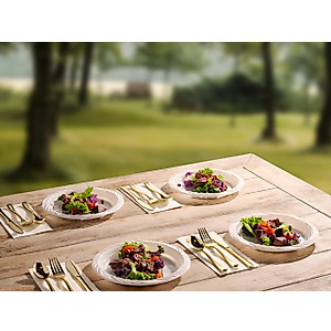 Munfix 200 White Plastic Plates Set - 9 Inch Plastic Dinner Plates, Disposable Plates Bulk Pack, Party Plates for BBQ, Picnic, Parties, Travel and Events, Microwavable Recyclable