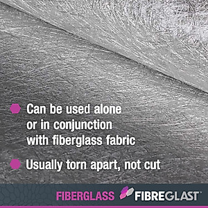 Fibre Glast Fiberglass Chopped Strand Mat – Strong, Easy to Use & Lightweight Glass Fiber for Structural Reinforcement & Repair Kits — 1.5 Ounces, 4 Inches Wide, 10 Yard Long Roll, Made in USA
