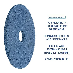 Boardwalk Scrubbing Floor Pads, 17" Diameter, Blue, 5/Carton