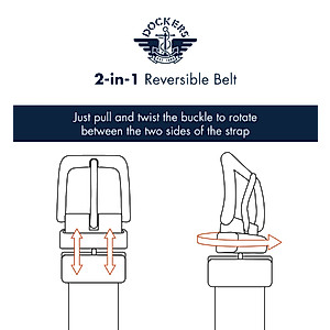 Dockers Men's Reversible Casual Belt with Comfort Stretch-cognac/black, Medium