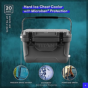 Arctic Zone Titan Deep Freeze 20Q Premium Ice Chest Roto Cooler with Microban Antimicrobial Protection, Gray