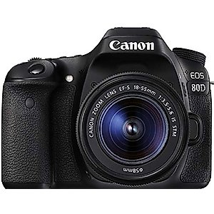 Canon Digital SLR Camera Body [EOS 80D] with EF-S 18-55mm f/3.5-5.6 Image Stabilization STM Lens with 24.2 Megapixel (APS-C) CMOS Sensor and Dual Pixel CMOS AF - Black