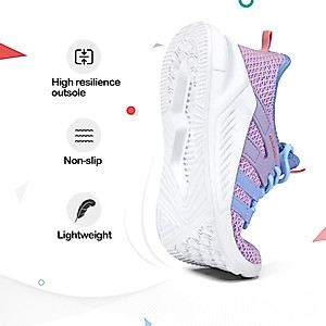 RUNSIDE Boys Girls Tennis Shoes Kids Lightweight Breathable Sneakers Lace-up Running Athletic Shoes for Toddler/Little Kid/Big Kid Purple