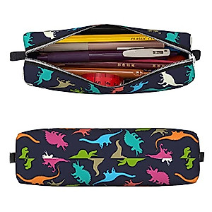 QICENIT Dinosaur Stationery Bag with Zipper Pen Bag Makeup Pouch Office Storage Bag Portable Travel Toiletry Pouch for Men Women