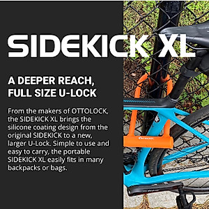 OTTOLOCK Sidekick XL Full-Size U-Lock | Lightweight Silicone-Coated Bike Lock, Orange