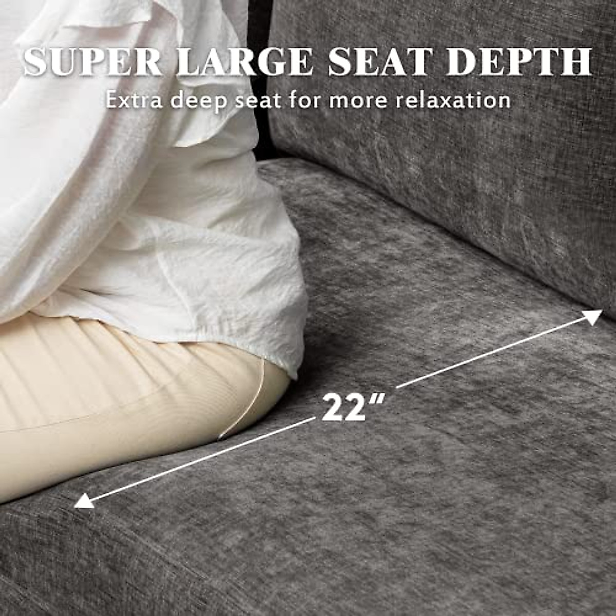 MELLCOM Modern U Shaped 6-seat Sectional Sofa Couch, Convertible Chenille Modular Sofa, Reversible Sleeper Couch with Chaise Lounge and Ottoman for Living Room, Grey