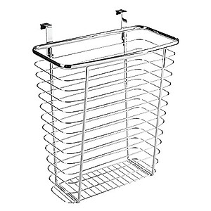 iDesign Axis Steel Over the Cabinet Storage Basket Organizer for Kitchen, Pantry, Bathroom, Office, Dorm Room, 7.1" x 12.2" x 14.2", Chrome