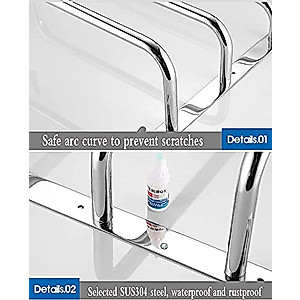 -Shelf,Towel Rack Wall Towel Rack, Stainless Steel Bath Towel Holder,3 Bars, Bathroom and Kitchen Towel Rail, Silver, 40Cm, Waterproof and Rust-Proof
