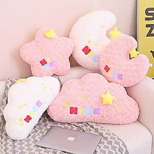 ANYEI Star Moon Cloud Pillow - Comfortable Fabric, Delicate Skin-Friendly, Fluffy and Soft (35cm(13.7in), B-White-Moon)