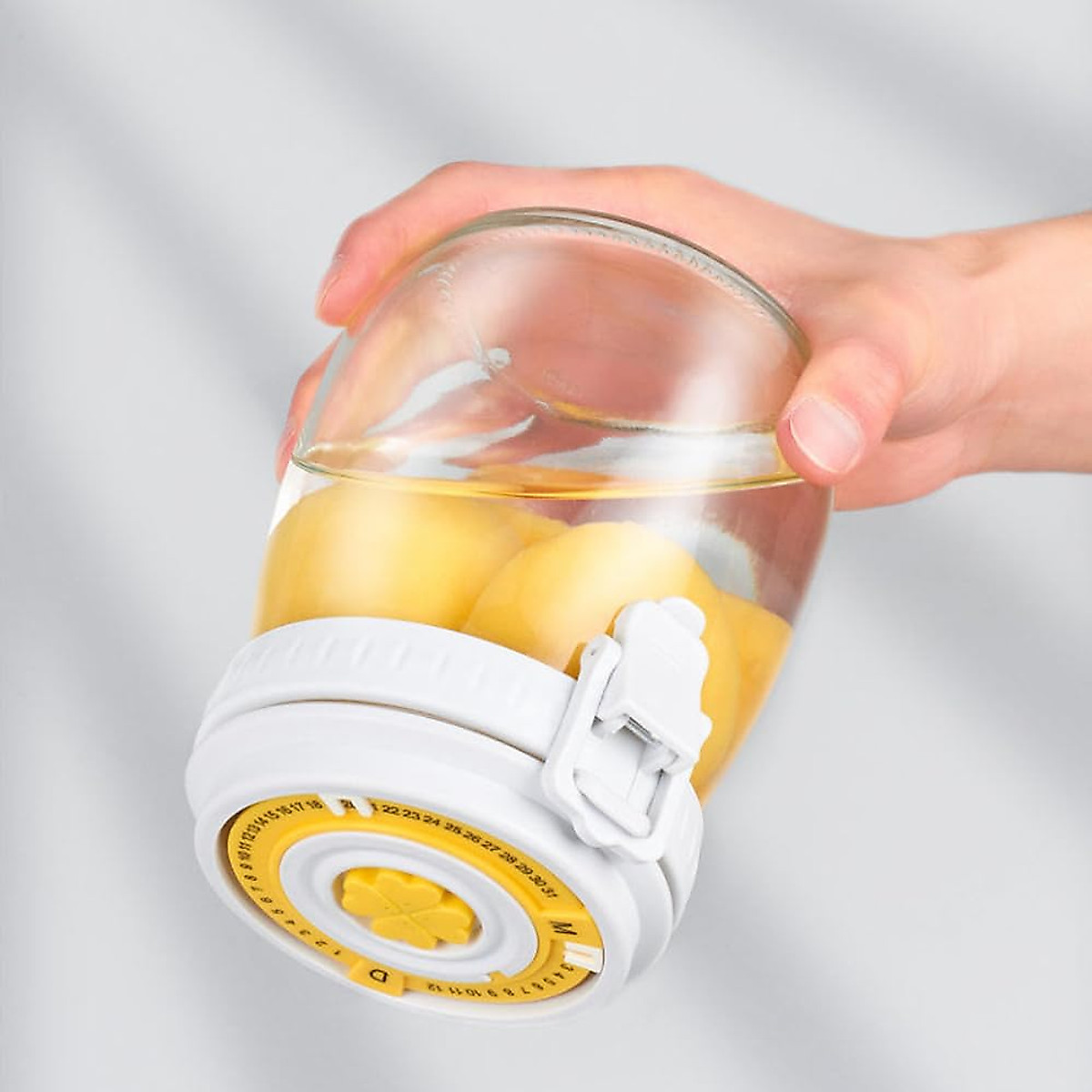 Airtight Glass Coffee Canister,Airtight Glass Jars,Glass Fermentation Jar Pickle Jar,Wide Mouth Jar with One-way Venting Lid for Canning Cereal,Spice,Sugar,Fermenting,Pickling Cucumber,Fluid Ounce 25