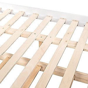 SOFTSEA Full Over Full Bunk Beds with Trundle for Kids Teens, Convertible to 2 Platform Bed Frame, Wood Bed Frame for Adults (White Full Over Full)