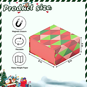 Christmas Gift Box 8"x8"x4" with Magnetic Closure Lid and Ribbon for Gift Packaging, Xmas Gift Wrapping Box for Christmas,New Year,Winter Holiday and Various Holidays