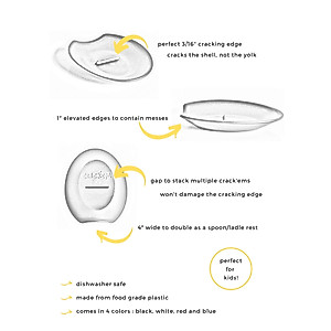 Crack'em Egg Cracker & Spoon Rest (Candy Apple Red) - Perfectly Cracks Eggs & Contains Messes - Easy to Use & Clean - Great for Kids - Prevents Broken Yolks