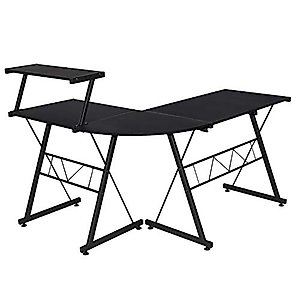 Corner Wood L-Shape Computer Workstation Desk 3 Piece Adjustable Two-Way Shelf Set up