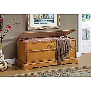 Bowery Hill Cedar Wood Storage Blanket Chest Bench in Honey Brown