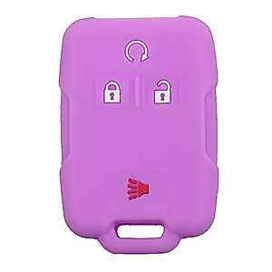 Btopars 2Pcs Rubber 4 Buttons Smart Key Fob Cover Case Protector Keyless Compatible with Chevrolet Chevy GMC 2014 2015 2016 2017 2018 2019 Silverado Sierra 2020 2021 Colorado Canyon Black Purple