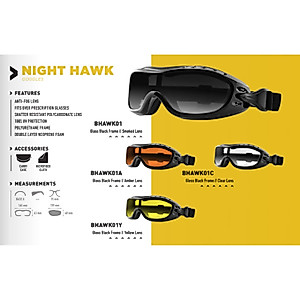 Bobster Night Hawk ®, Gloss Black Frame, Smoked Lens