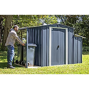 Arrow Sheds 10' x 5' Galvanized Steel 3-in-1 Pad-Lockable Outdoor Utility Storage Shed, Anthracite