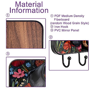 Dragon Sword Coat Rack Wall Mounted, 4 Tri Hooks for Hanging Coats,Wall Coat Hanger, Decorative Iron Hooks for Coat Hat Towel, Bathroom Kitchen (Retro Flowers Dachshund)