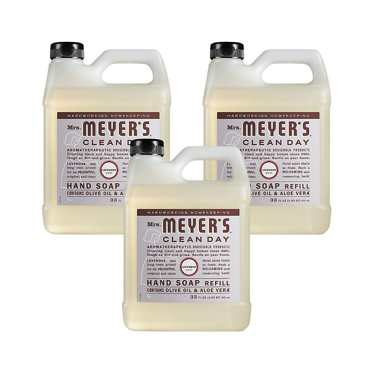 Mrs. Meyer's Hand Soap Refill, Made with Essential Oils, Biodegradable Formula, Lavender, 33 fl. oz (Pack of 3)