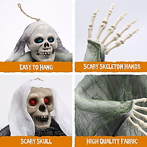 HOLYFUN 3 Pack 30" Halloween Hanging Skeleton Ghosts Decorations, Halloween Outdoor or Indoor Decor for Yard Patio Lawn Garden Haunted House