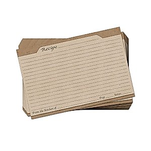 50 Pack 4x6 Double Sided Recipe Cards | Vintage Rustic Retro Kraft Design | Large Thick Easy-Write Card Stock | Wedding Bridal Shower Gift 4 x 6