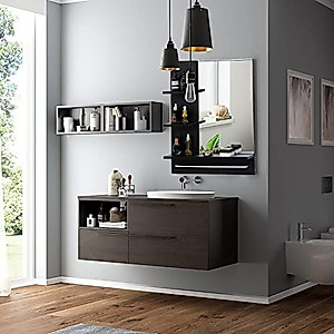 Muzilife Bathroom Medicine Cabinet with Mirror Wall Medicine Cabinet Storage, Over Toilet Storage Cabinet for Bathroom Laundry Room Kitchen - 3 Fixed Shelves, 1 Aluminum Towel Rack, Black