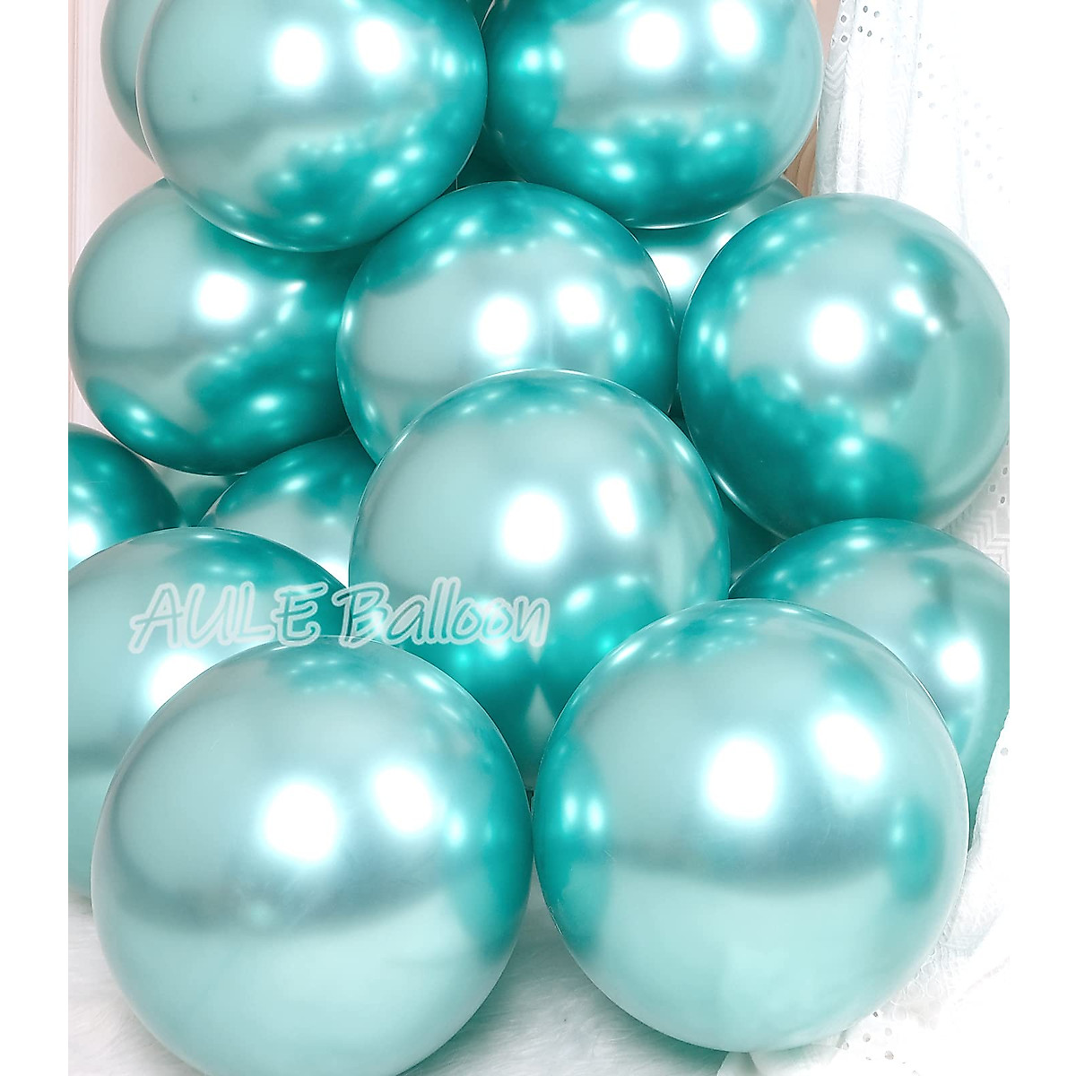 AULE Party Balloons 50 Pcs 12 inch Teal Green Metallic Chrome Helium Shiny Latex Thicken Balloon Perfect Decoration for Wedding Birthday Baby Shower Graduation Christmas Carnival