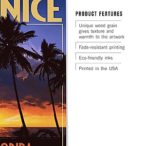 Lantern Press 6x9 Inch Wood Sign, Ready to Hang Wall Decor, Venice, Florida, Palms and Sunset