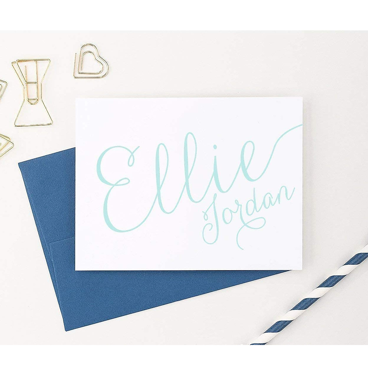 Calligraphy Personalized Stationery, Modern Calligraphy Folded Note cards, Personalized Note cards, Your Choice of Colors and Quantity