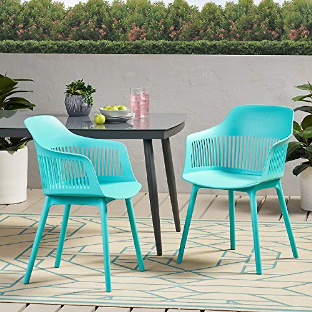 Christopher Knight Home Ladonna Outdoor Dining Chair (Set of 2), Teal
