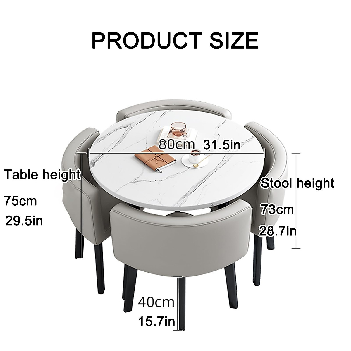 Office Reception Room Club Table, Coffee Table and Chair Set, Reception Table and Chair Combination Negotiation Table, Cafe Balcony Living Room Simple Round Dining Table 80cm ( Color : Light gray )